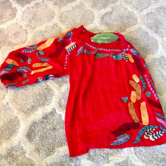 FARM Rio | Dresses | Farm Rio Embroidered Silk One Shoulder Mini Dress ...